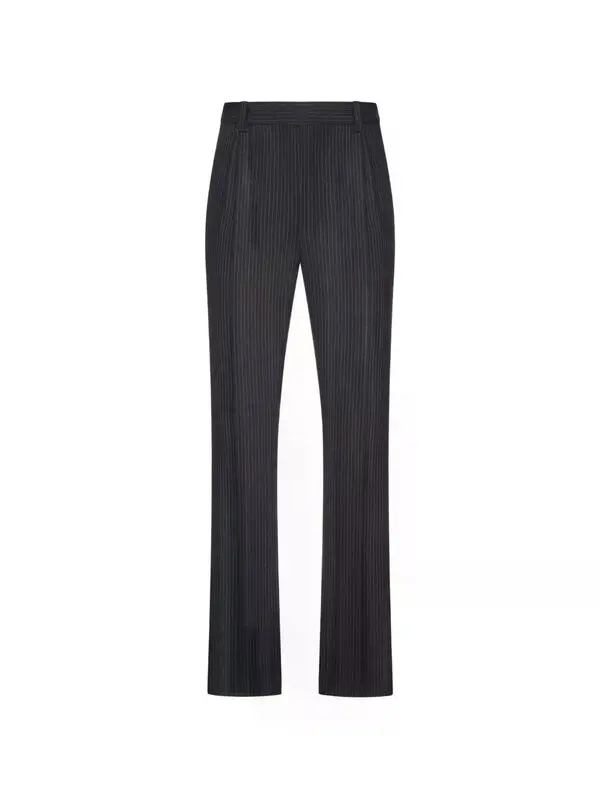 Saint Laurent Tapered Pants In Striped Herringbone Wool - Grey