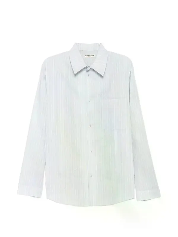 YOUNG N SANG Striped Seersucker Shirt - Blue