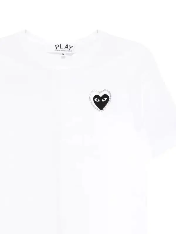 Play Comme Des Garcon Crystal-embellished Heart-patch T-shirt