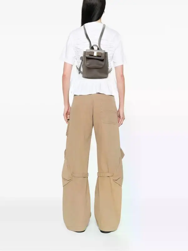 FERRAGAMO 20th Century Suede Vara Bow Flap Drawstring Backpack
