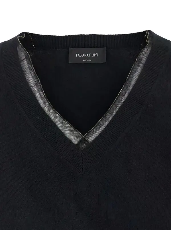 Fabiana Filippi V-neck Sweater With Tulle Insert