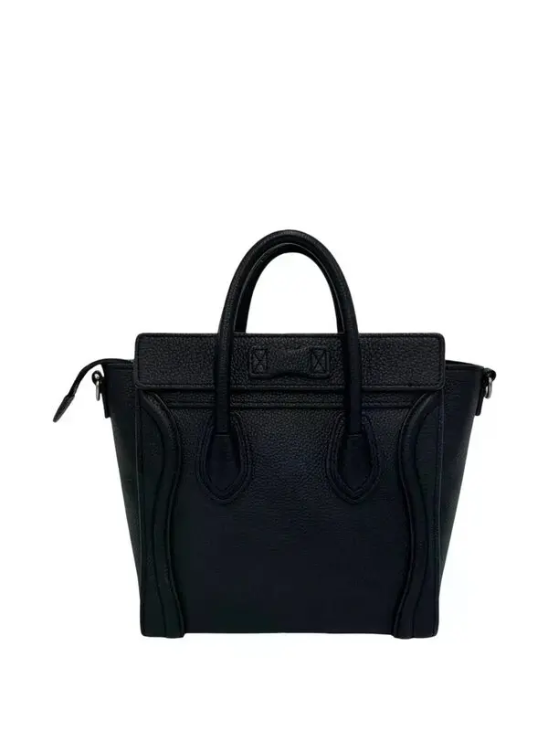 Celine Nano Drummed Calfskin Luggage Tote Bag - Black