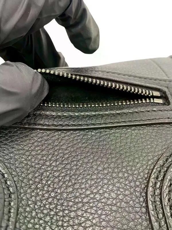 Celine Nano Drummed Calfskin Luggage Tote Bag - Black