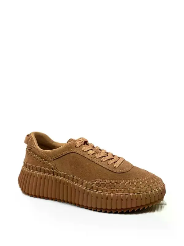 Chloé Nama Whipstitch-trim Sneakers - Brown