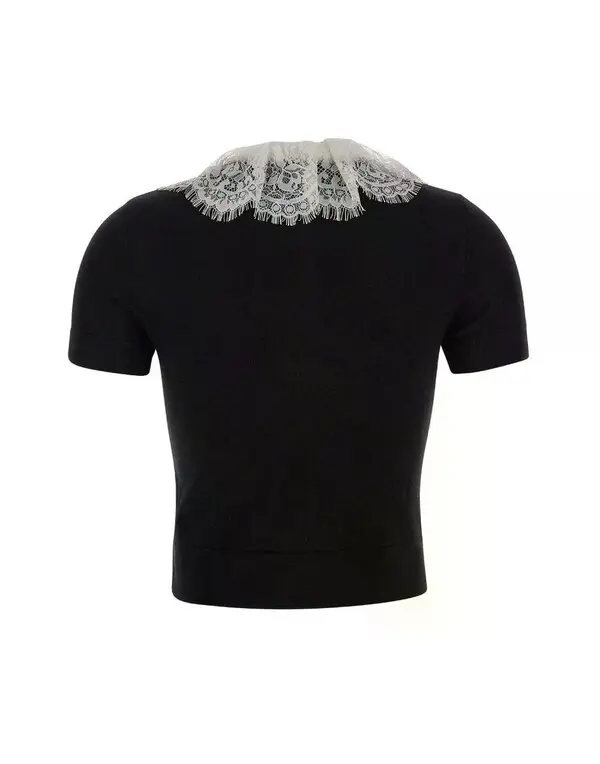 SELF-PORTRAIT Lace-collar Wool Top