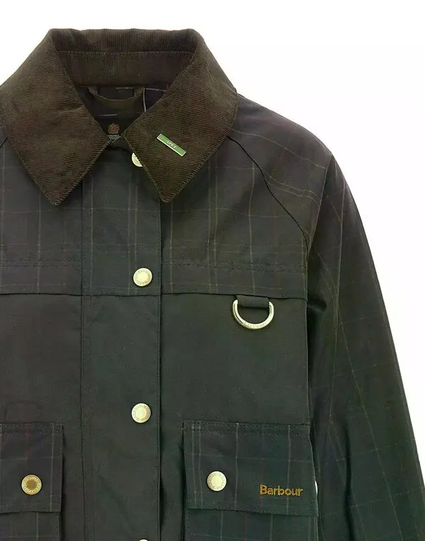 Barbour Spey Tartan-collar Waxed Jacket