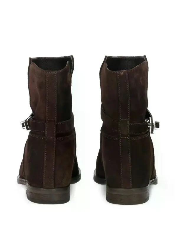 VIA ROMA 15 Suede Ankle Boots With Buckle Detail
