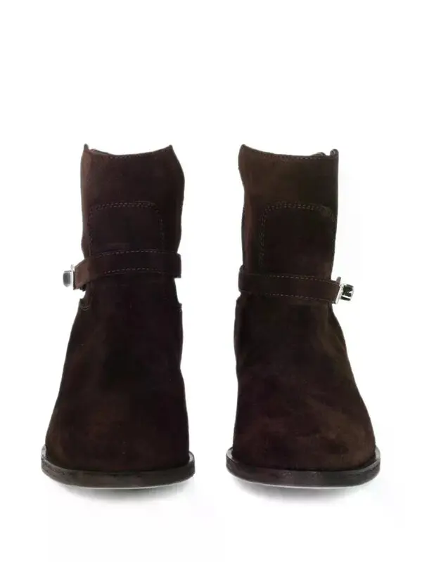 VIA ROMA 15 Suede Ankle Boots With Buckle Detail