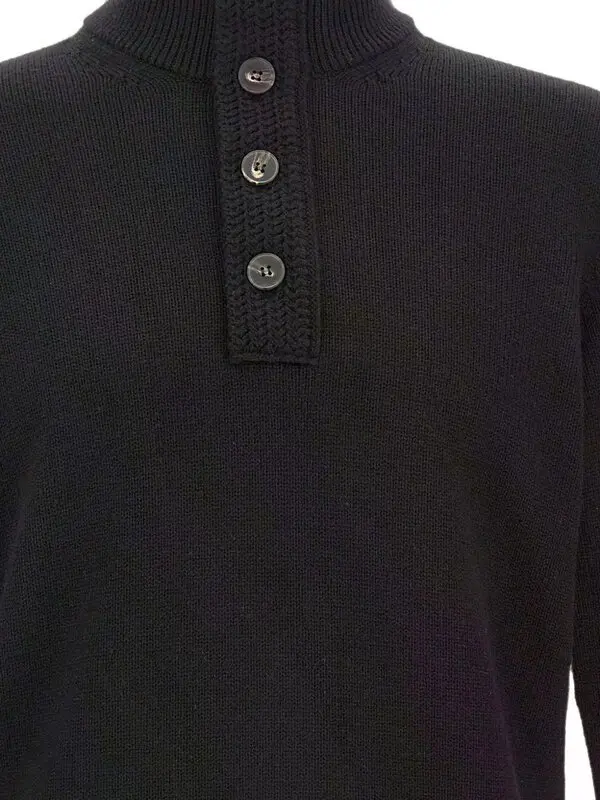 KANGRA Buttoned-collar Ribbed-knit Sweater