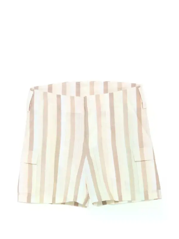 YOUNG N SANG Striped Cargo Shorts - Neutrals