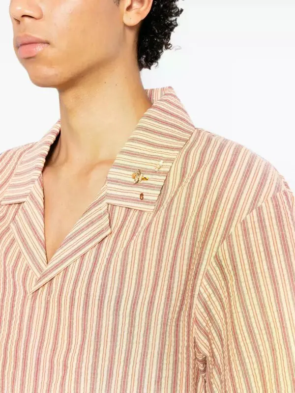 YOUNG N SANG Striped Short-sleeve Shirt