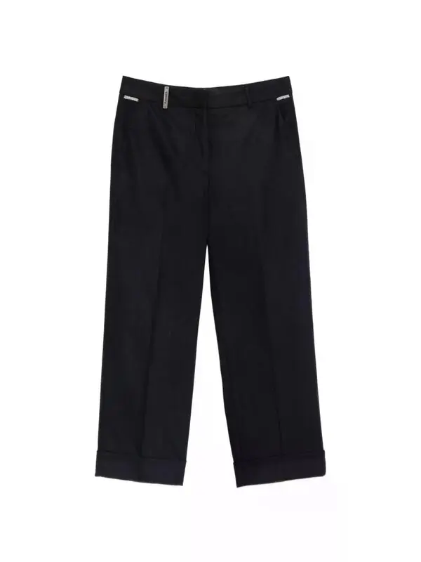 Peserico Navy Pressed Crease Turned-up Hem Trousers