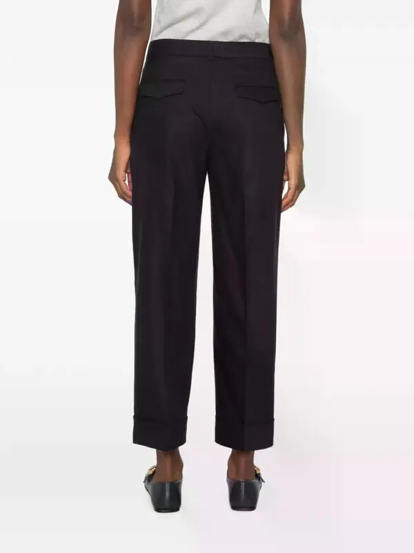 Peserico Navy Pressed Crease Turned-up Hem Trousers