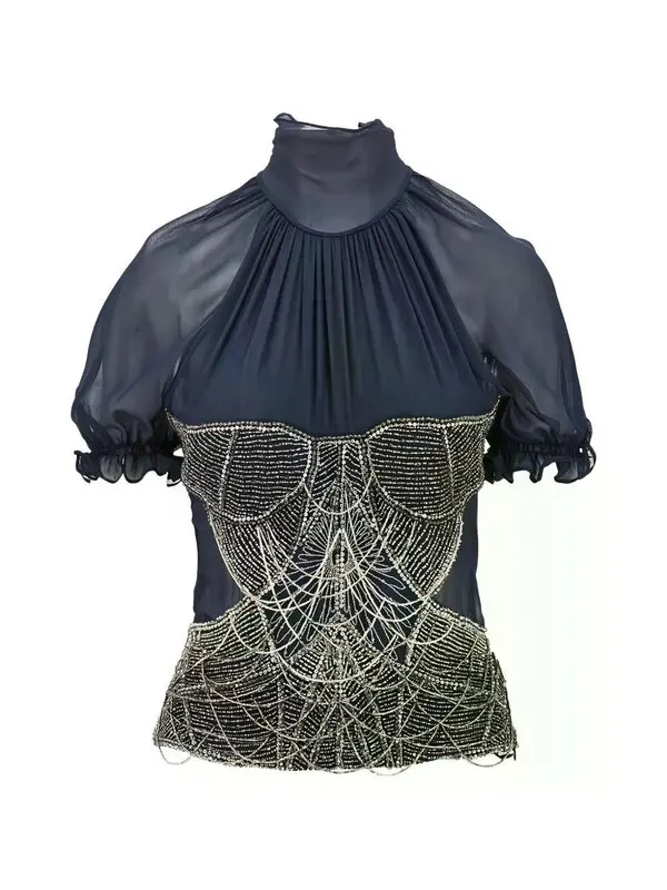 Attico Bead-embellished Silk Top
