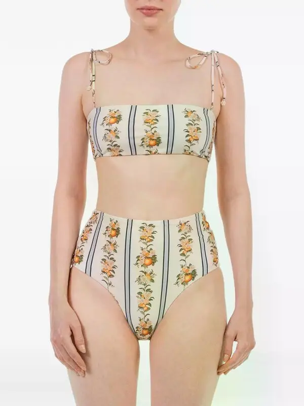 Agua Bendita High-waisted Bikini Bottom With Floral Print