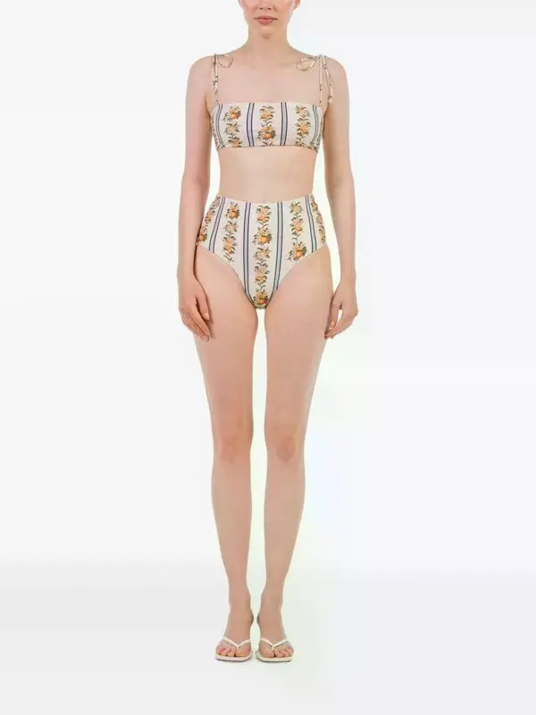Agua Bendita High-waisted Bikini Bottom With Floral Print