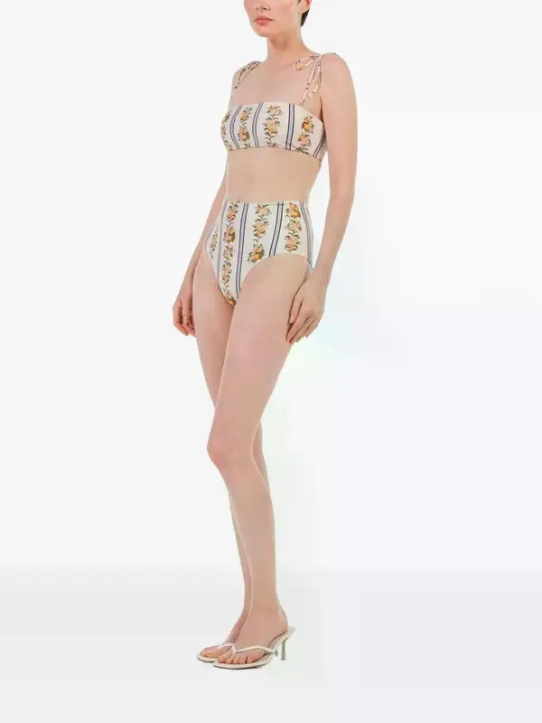 Agua Bendita High-waisted Bikini Bottom With Floral Print