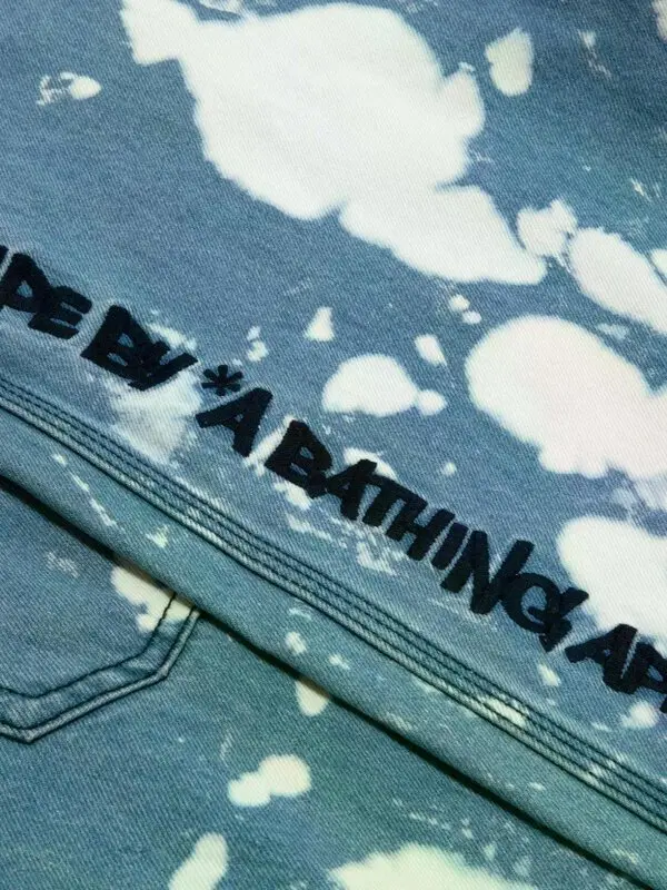 AAPE BY *A BATHING APE Light Wash Splatter Print Denim Shorts