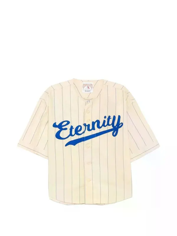 LE MONT SAINT MICHEL Pinstripe-print Baseball Shirt