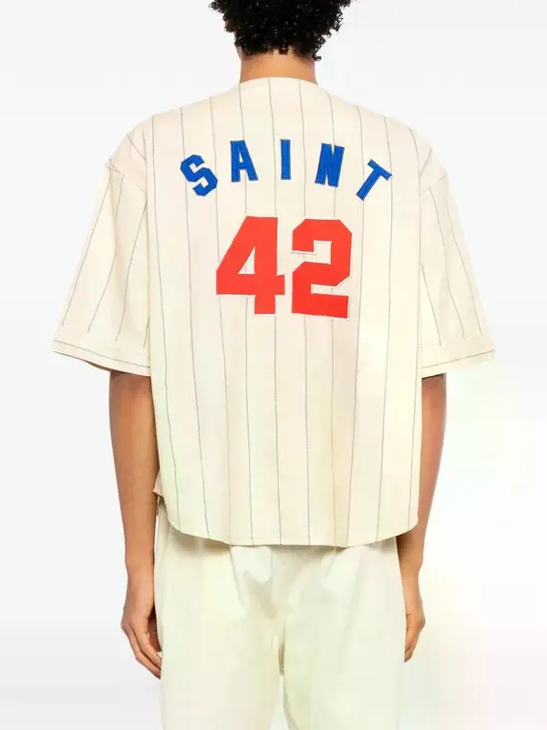 LE MONT SAINT MICHEL Pinstripe-print Baseball Shirt