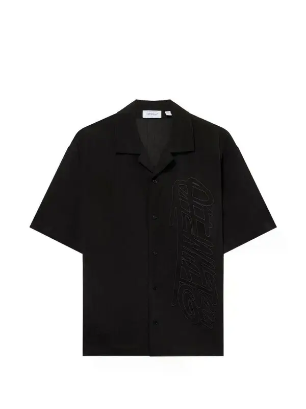 Off-White Handstyle Logo Organza Bowling Shirt - Black