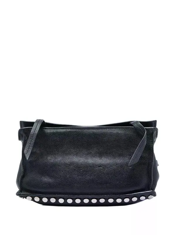 Prada 2000-2013 Glace Calf Studded Etiquette Flap Satchel