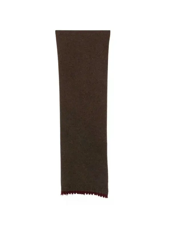UMA WANG Frayed-edge Ribbed-trim Scarf - Brown