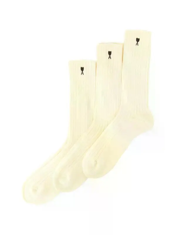 AMI Paris De Coeur Ribbed Socks Pack Of Three