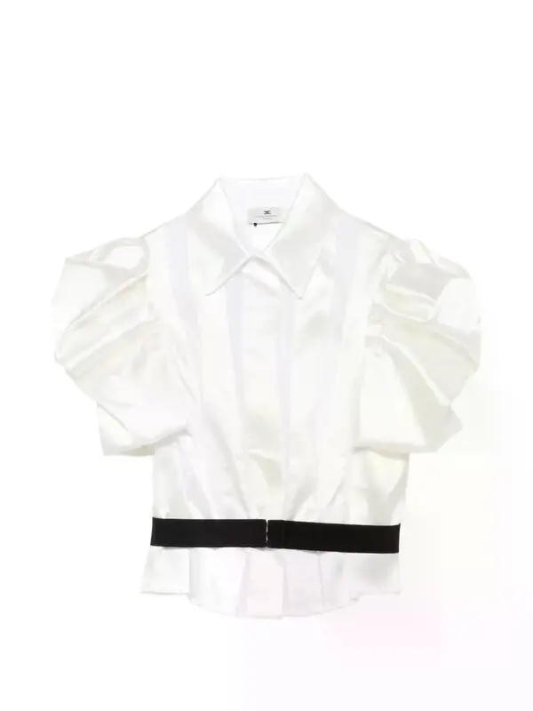 Elisabetta Franchi Puff Sleeve Belted Shirt - White