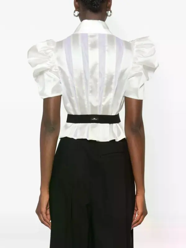 Elisabetta Franchi Puff Sleeve Belted Shirt