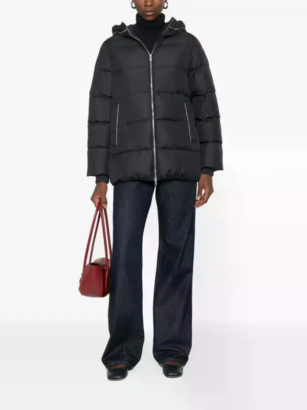 Peserico Hooded Padded Jacket With Silver-tone Hardware