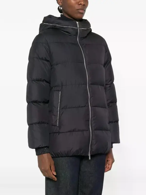Peserico Hooded Padded Jacket With Silver-tone Hardware