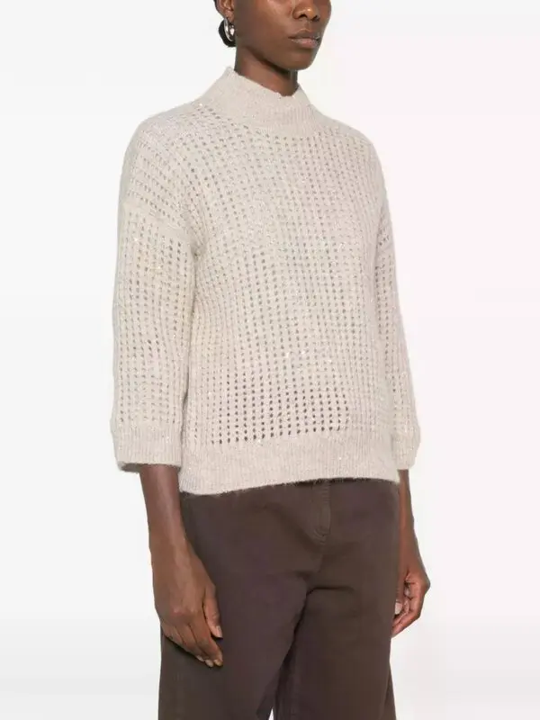 Peserico Sequin-embellished Open-knit Sweater