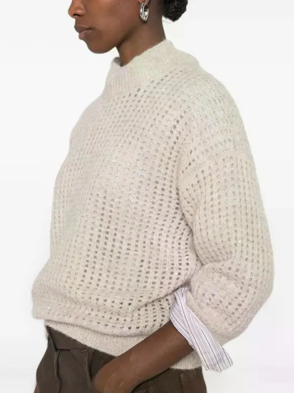 Peserico Sequin-embellished Open-knit Sweater