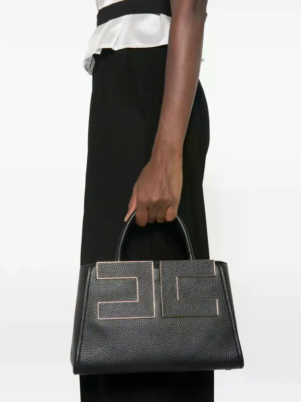 Elisabetta Franchi Logo-plaque Pebbled-effect Tote Bag