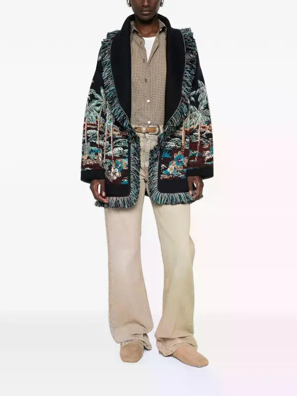 Alanui Hawaiian Palm Tree Intarsia Cardigan