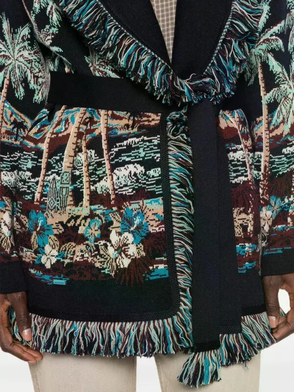 Alanui Hawaiian Palm Tree Intarsia Cardigan