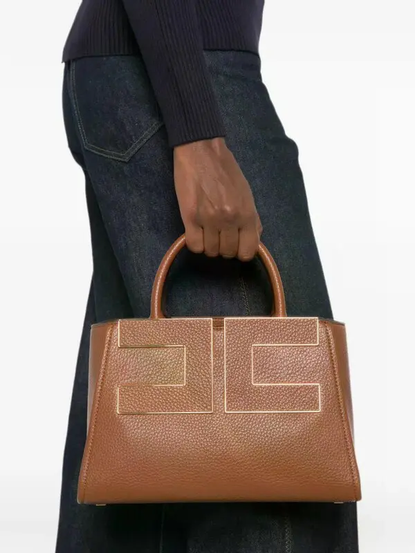 Elisabetta Franchi Logo-plaque Grained Tote Bag