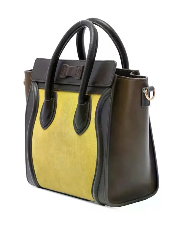 Celine 2014 Nano Tricolor Leather Luggage Tote Satchel - Yellow