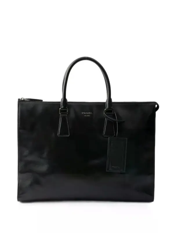 Prada Leather Tote Bag - Black