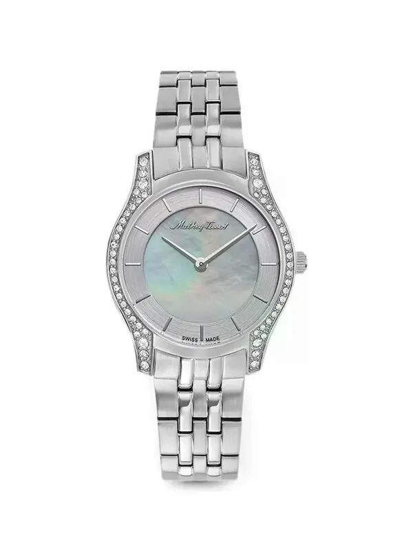 MATHEY TISSOT Tone Crystal Embellished Watch - Silver