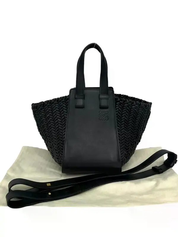 Loewe Woven Leather Trim Compact Hammock Satchel - Blue