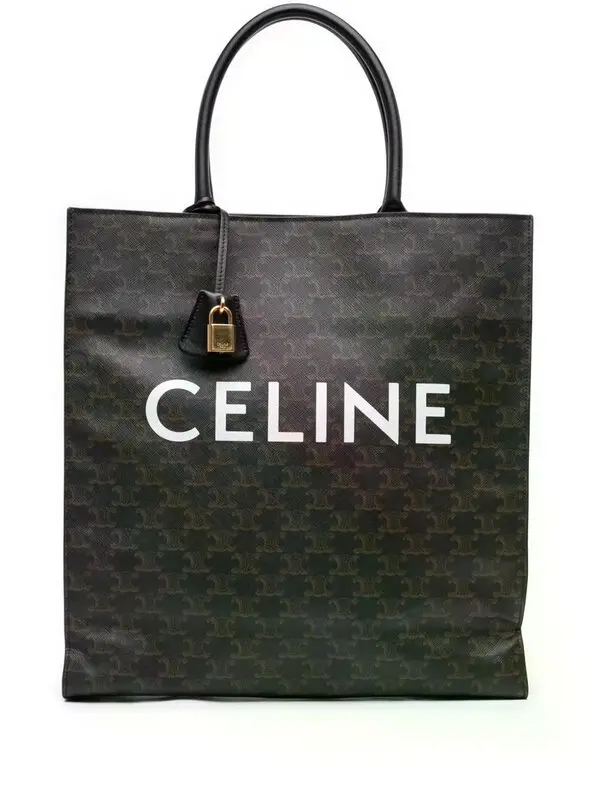 Celine 2019 Large Triomphe Coated Canvas Cabas Vertical Tote Bag