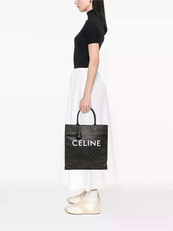 Celine 2019 Large Triomphe Coated Canvas Cabas Vertical Tote Bag