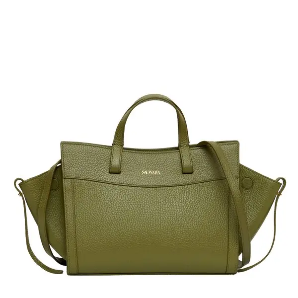 SAONARA BRAND Mini Shopping Bag Khaki Leather