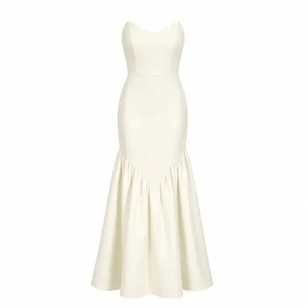 NOMI FAME Siren Creamy Strapless Corset Mermaid Gown - White
