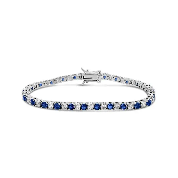 SHYMI Silver / Blue Alternating Color Tennis Bracelet Silver & Blue