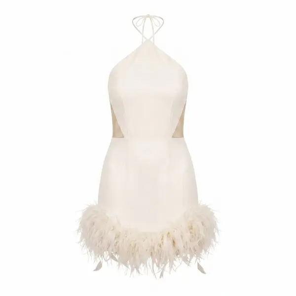 NOMI FAME Peony Creamy Mini Halter Neck Dress - White