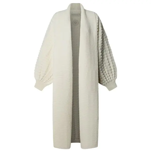 THE EXTREME COLLECTION Neutrals Ecru Long Knit Cardigan Dominic - Beige