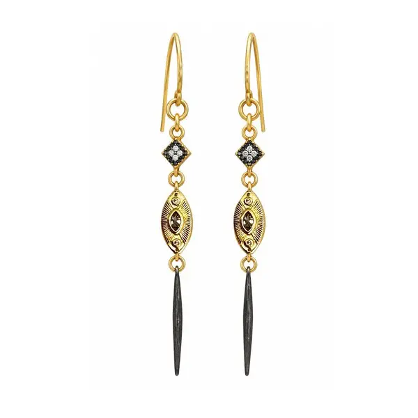 Rachel Nathan Angled Hook Art Of Play Earrings - Gold/black